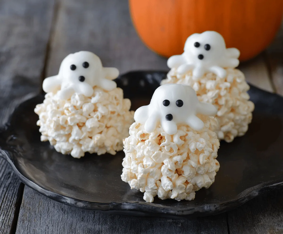 Easy Ghost Popcorn Balls Recipe for Halloween Treats